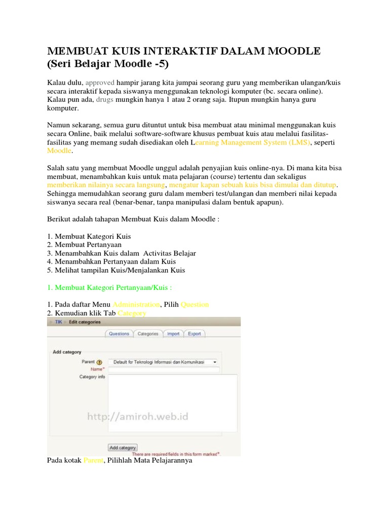 Membuat Kuis Interaktif Moodle | PDF