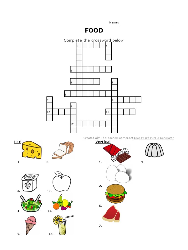Food-Themed Crossword Puzzle | PDF
