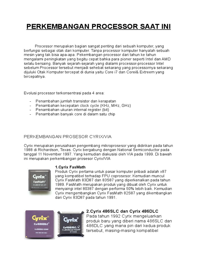 Perkembangan Processor Saat Ini Pdf