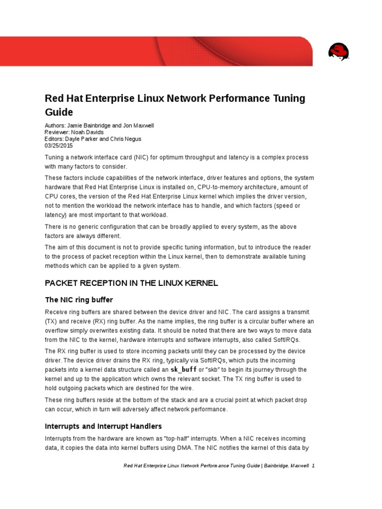 Red Hat Enterprise Linux Network Performance Tuning Guide: Packet ...