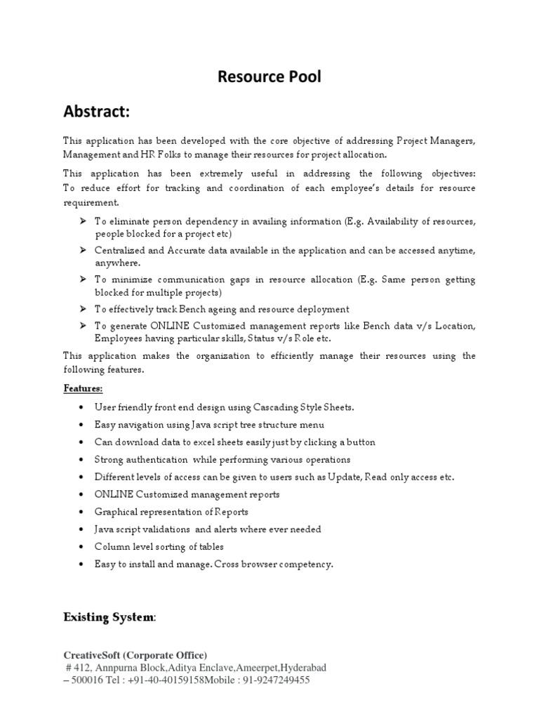 Resource Pool Abstract | PDF | Java Script | Databases