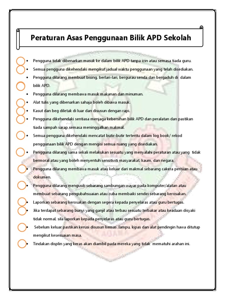 Peraturan Penggunaan Bilik APD | PDF