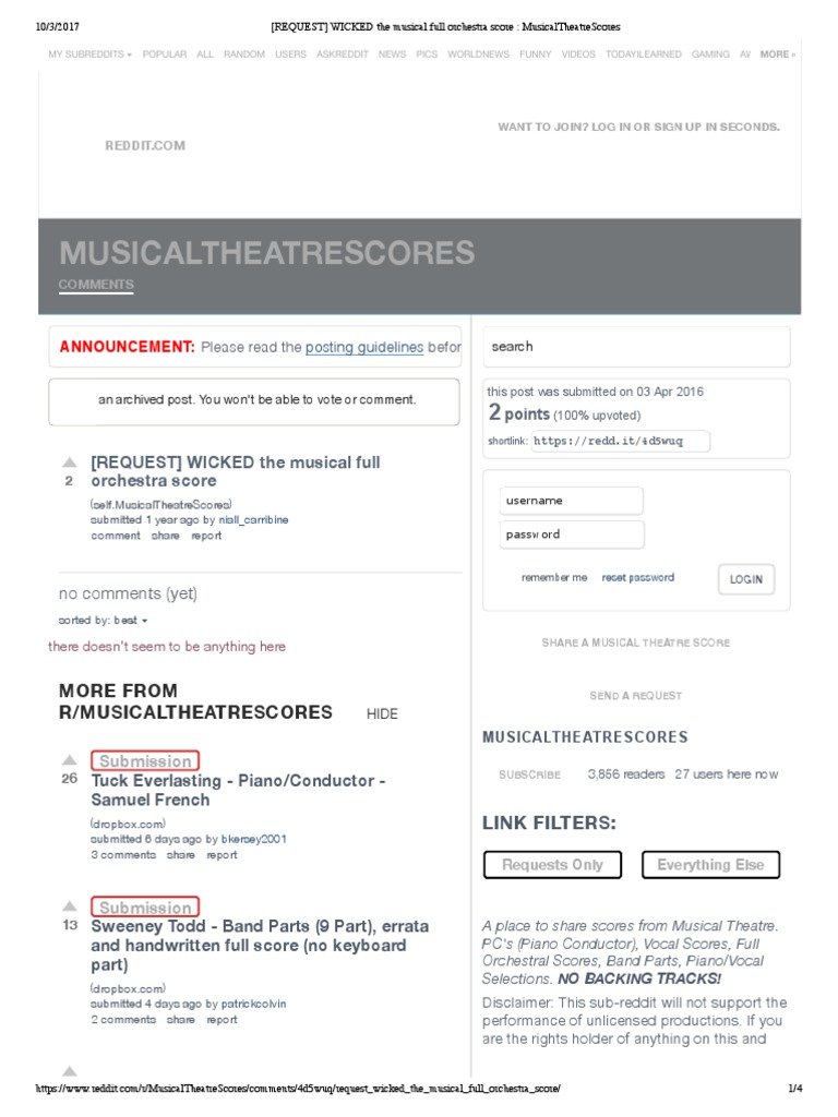 Musicaltheatrescores: (REQUEST) WICKED The Musical Full Orchestra Score ...