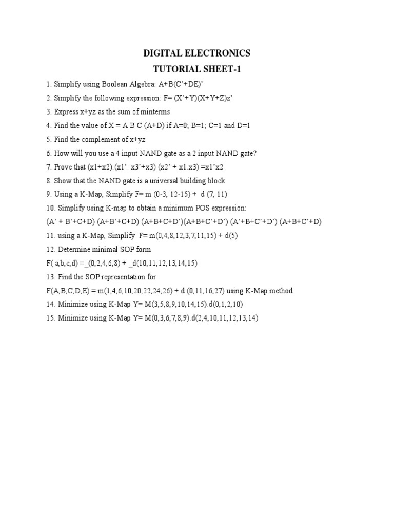 Digital Electronics Tutorial Sheet-1 | Download Free PDF | Analog To Digital Converter | Digital ...