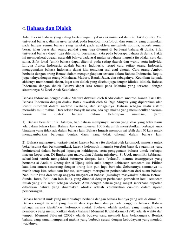 Bahasa Dan Dialek | PDF