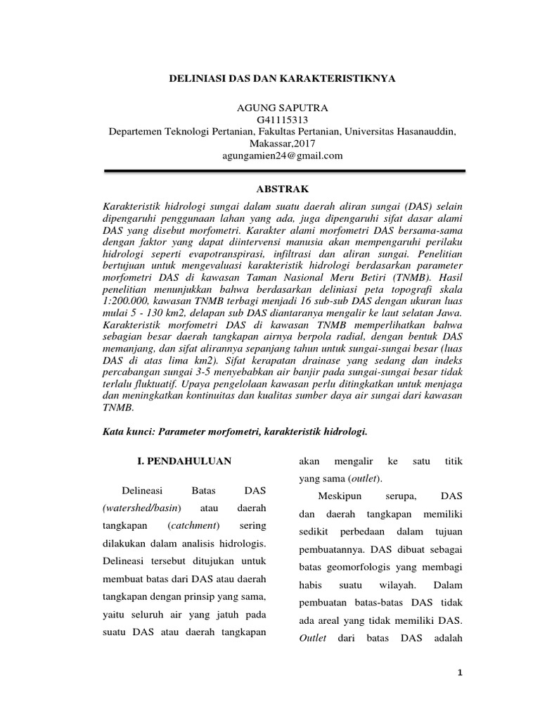 Karakteristik Morfometri DAS TNMB | PDF