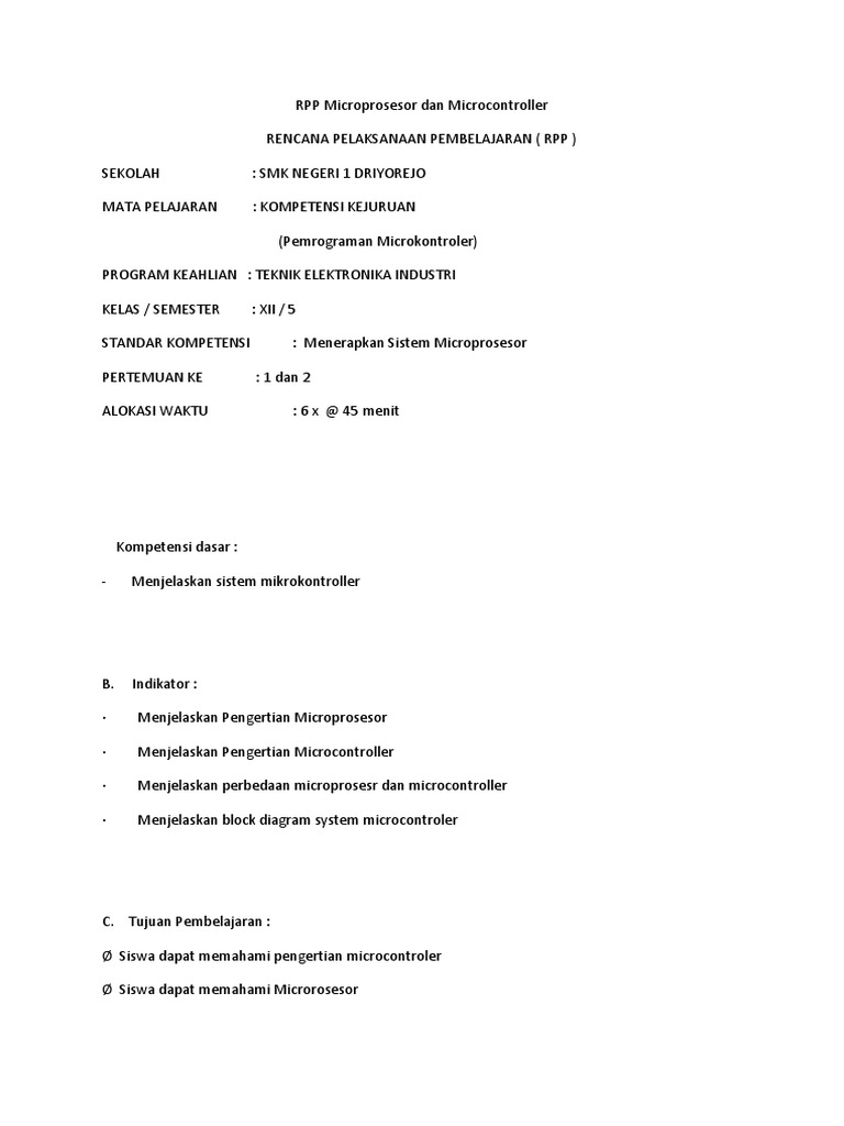 RPP Microprosesor Dan Microcontroller | PDF