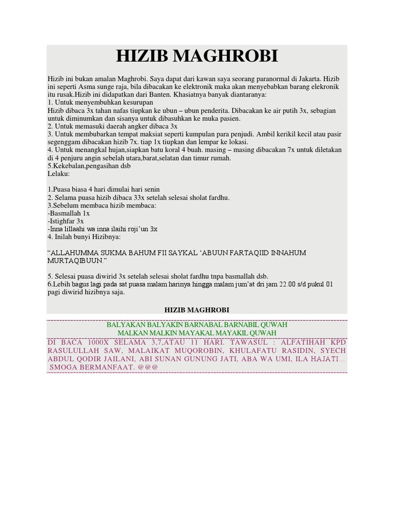 Hizib Maghrobi-1 | PDF | Pengembangan Diri | Agama & Spiritualitas