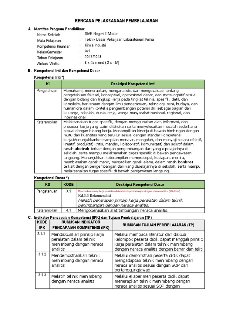 Lihat Contoh Format RPP K 13 | PDF
