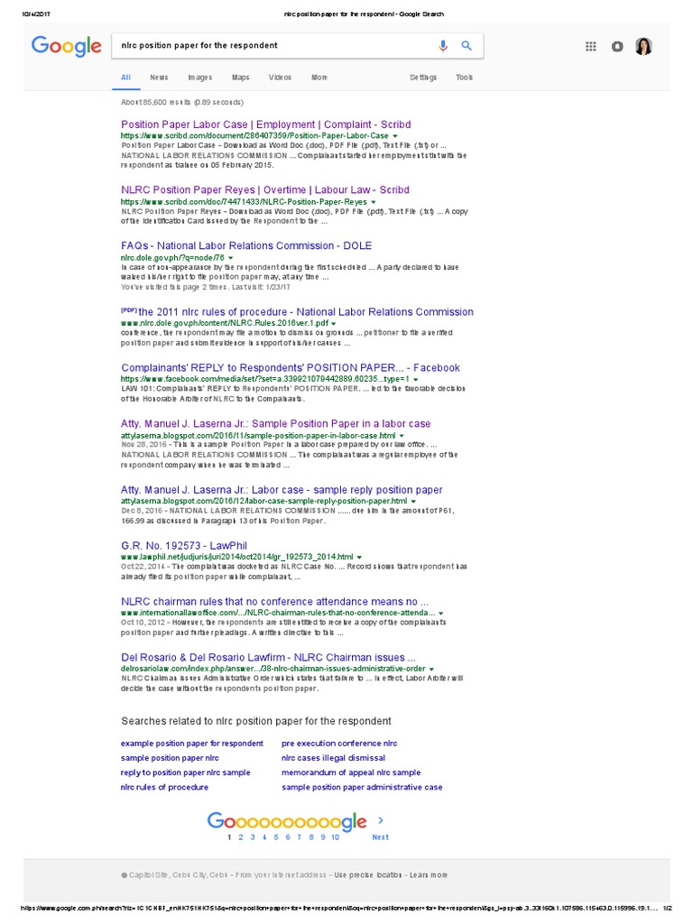 NLRC Position Paper for Respondents | PDF | Complaint | Government