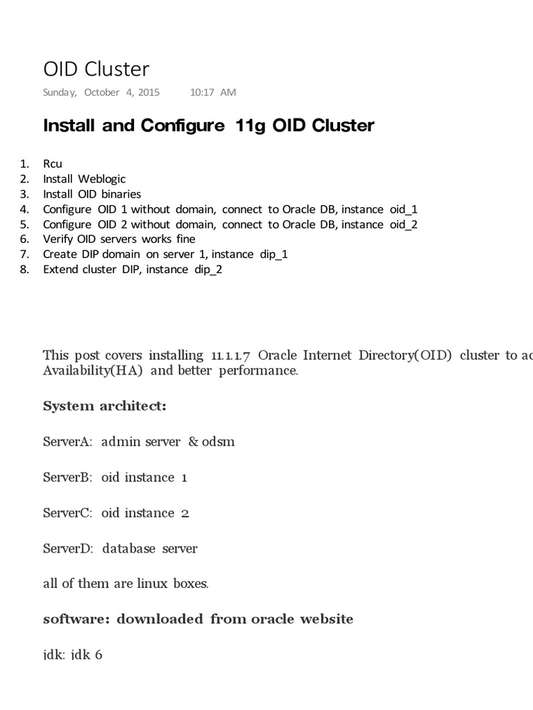 Install and Configure 11g OID Cluster | PDF | Oracle Database | Server (Computing)