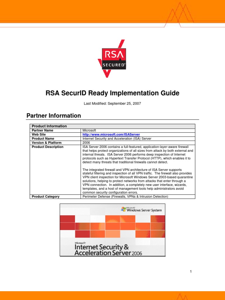 RSA SecurID Integration with ISA Server | PDF | Virtual Private Network ...