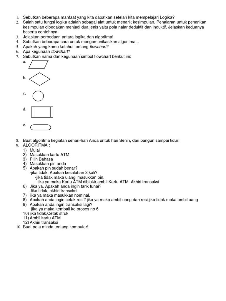 Soal TEst Formatif Logika Dan Algoritma | PDF
