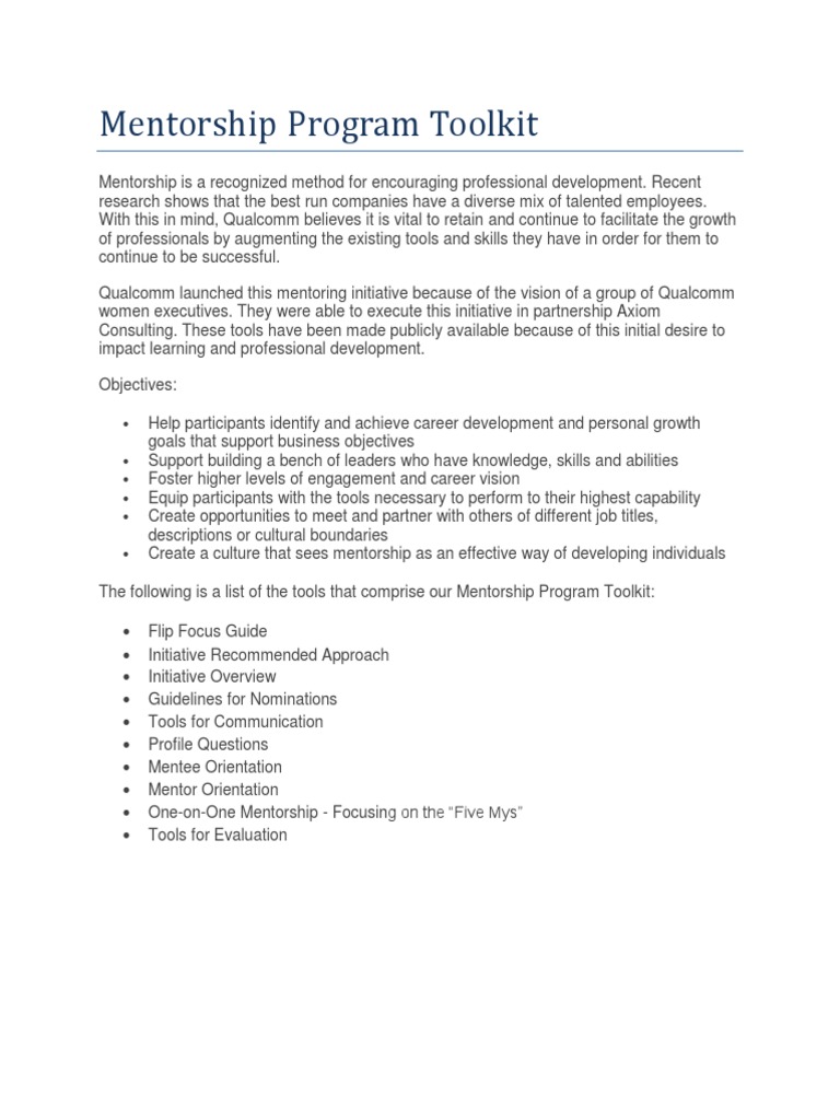 Mentorship Program Guidelines For Nominations | PDF | Mentorship ...