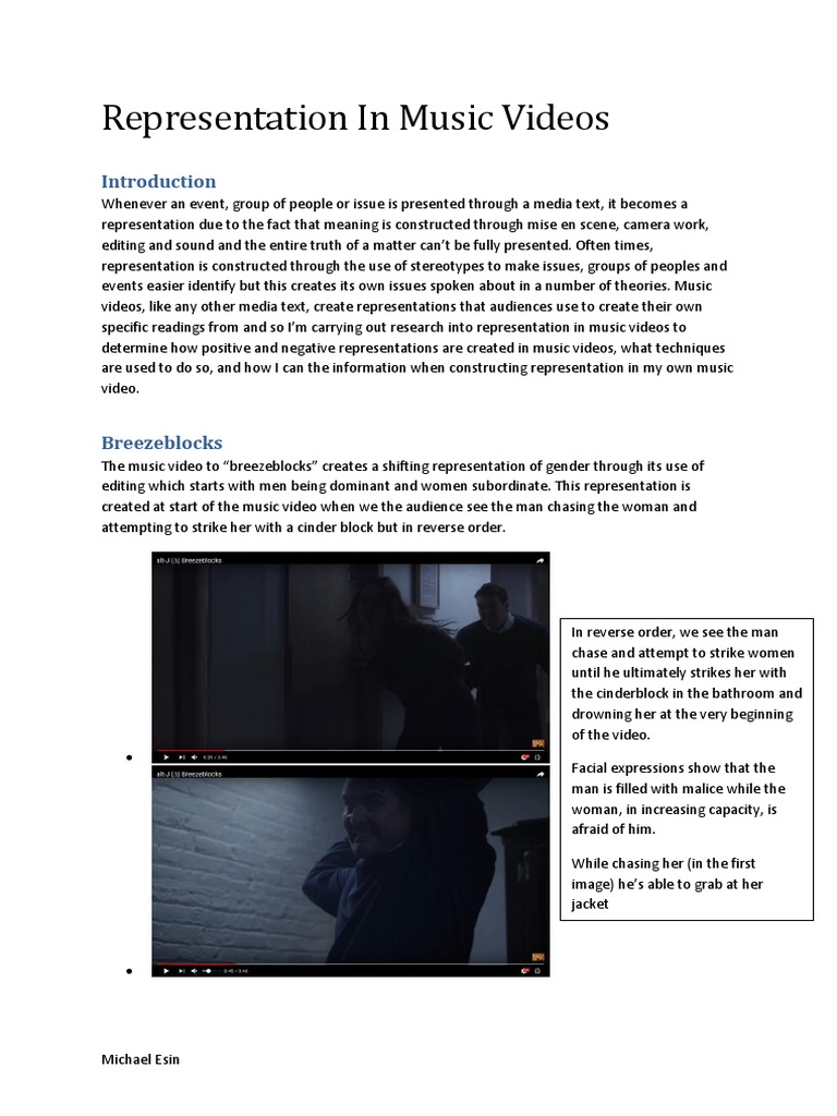 Representation in Music Videos | PDF | Stereotypes | Narrative