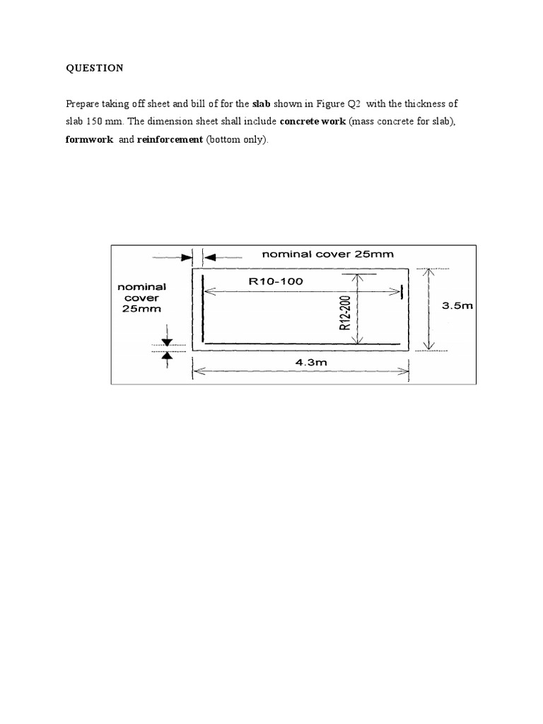 Assignment Taking Off Slab | PDF