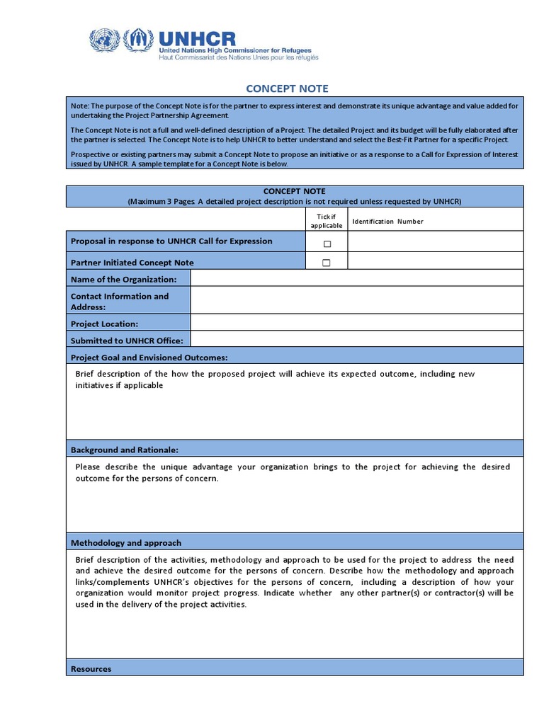 Concept Note: (Maximum 3 Pages. A Detailed Project Description Is Not ...