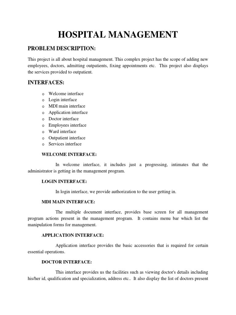 Hospital Management System | PDF | User (Computing) | Graphical User ...