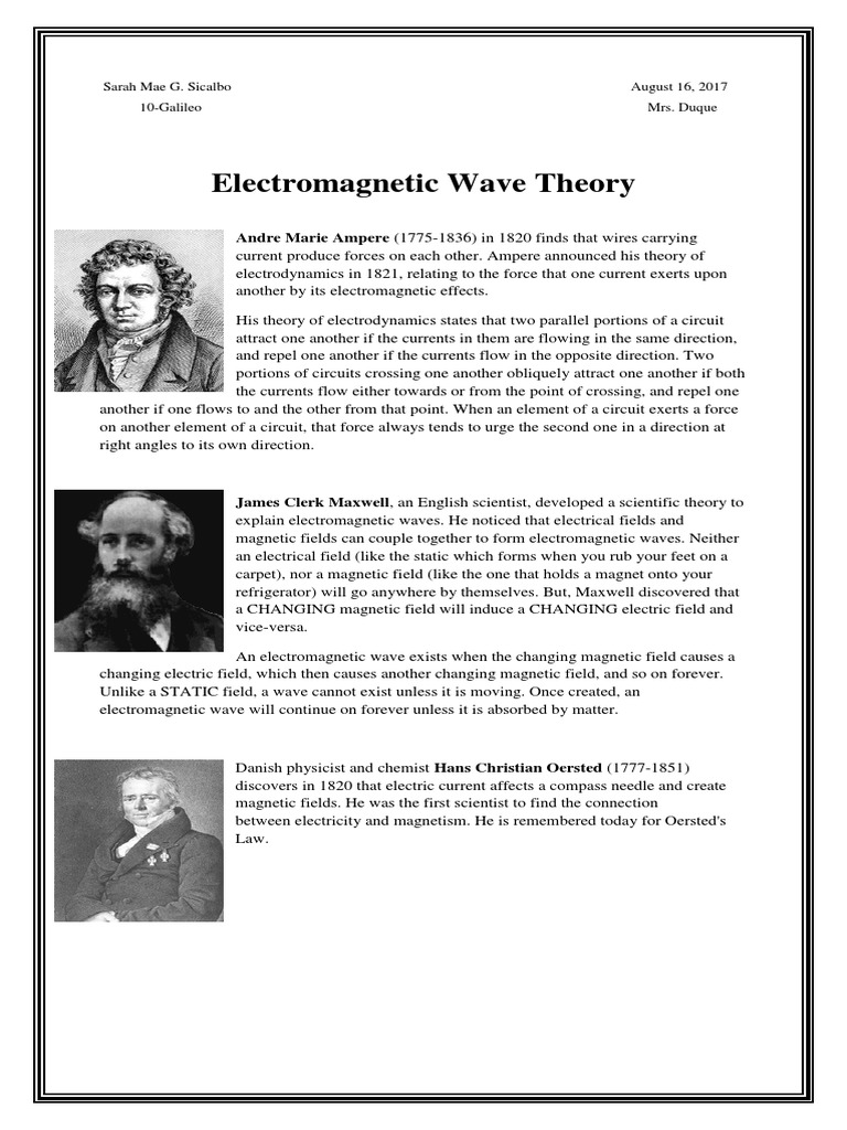 Electromagnetic Wave Theory: Andre Marie Ampere (1775-1836) in 1820 ...