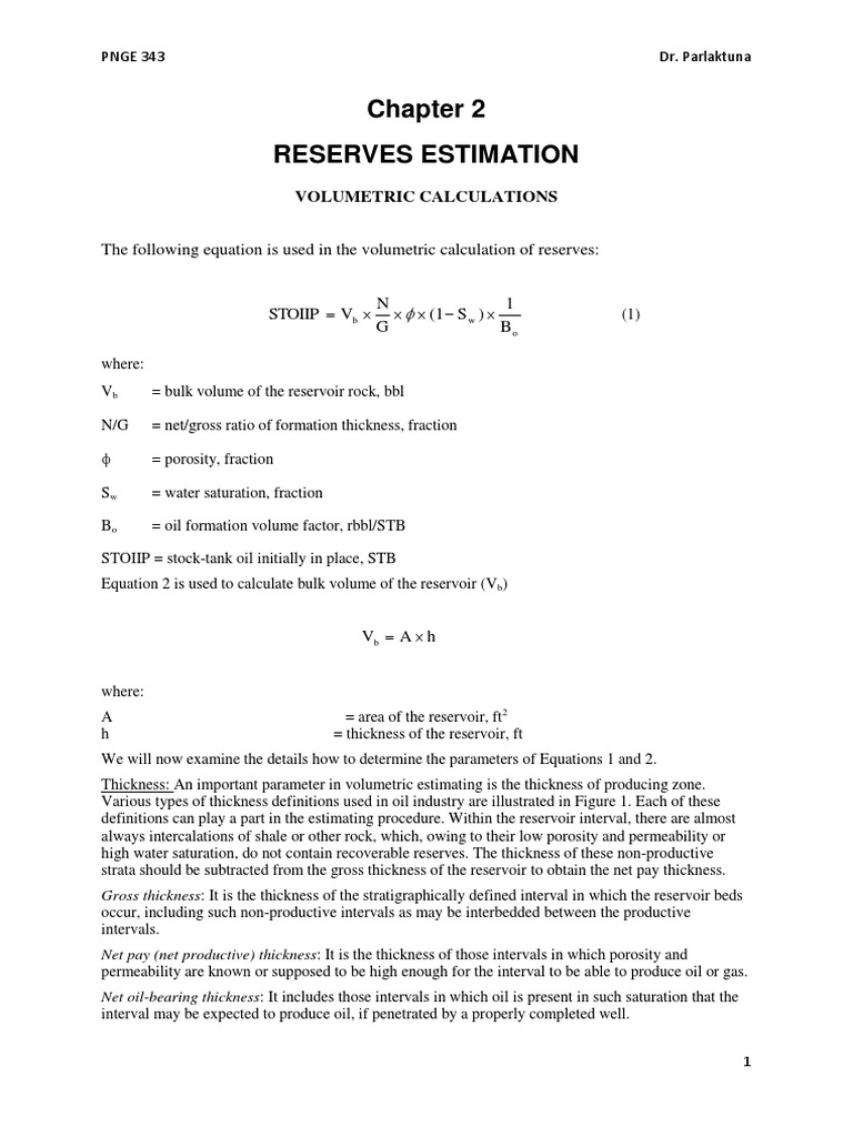 Reserves Estimation and Volumetric Calculations | PDF | Mode ...