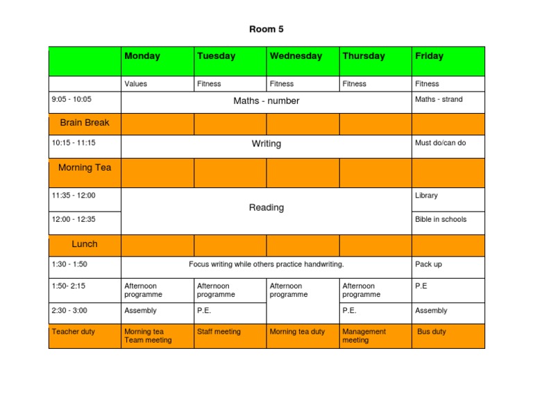 Term Four Timetable 1 | PDF