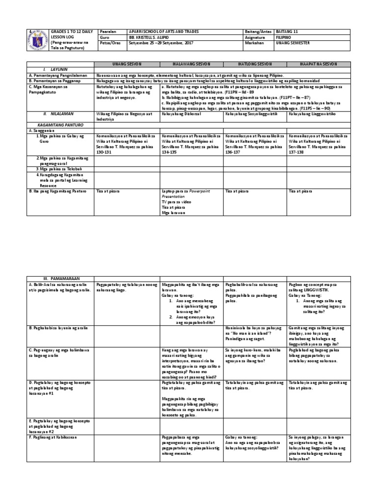 DLL 1st Quarter Week 8 | PDF