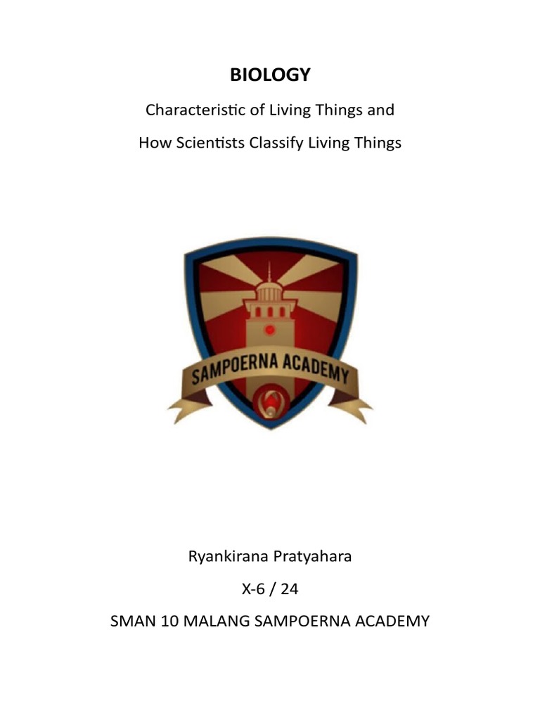 Biology: Characteristic of Living Things and How Scientists Classify ...