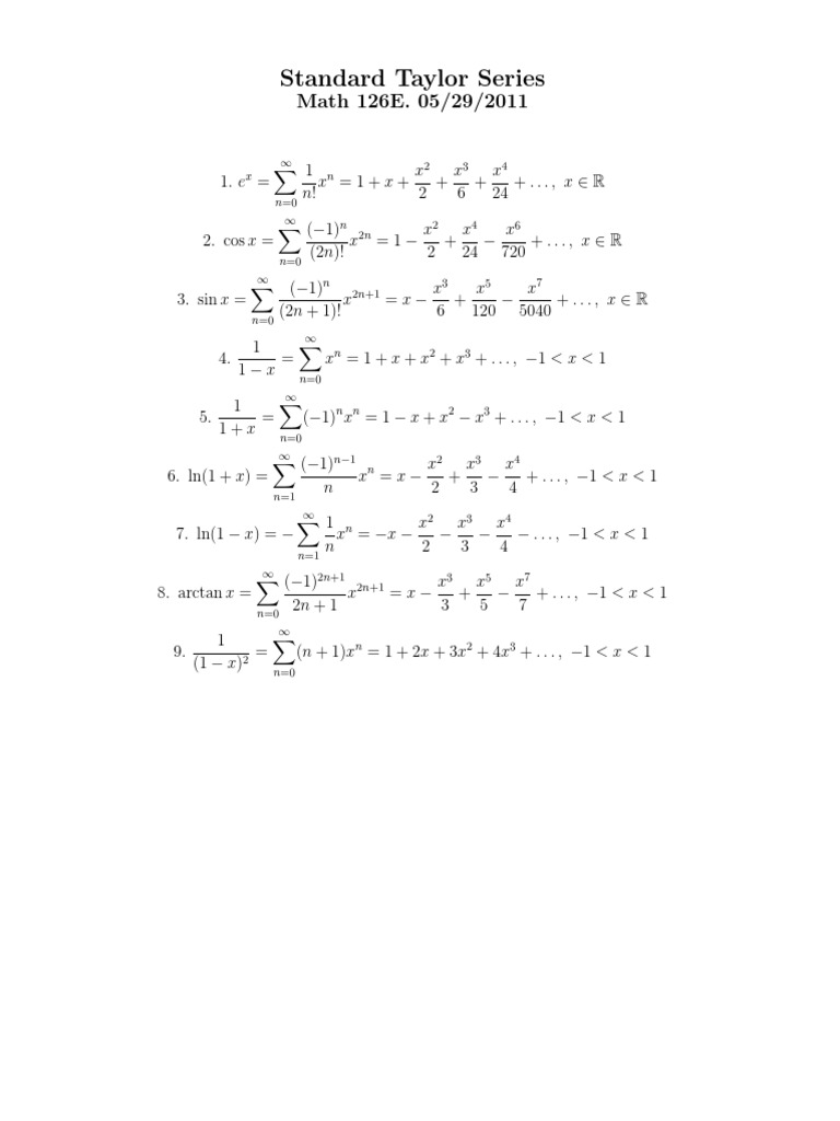 Standard Taylor Series | PDF