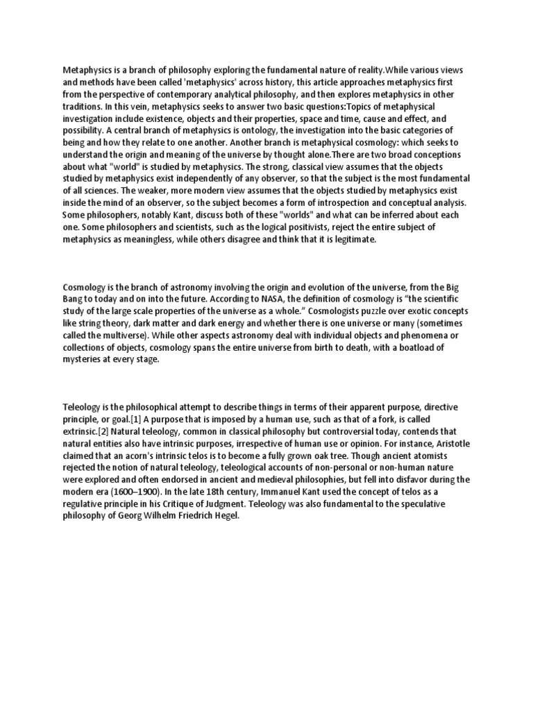 Branches of Philosophy | PDF | Metaphysics | Ontology