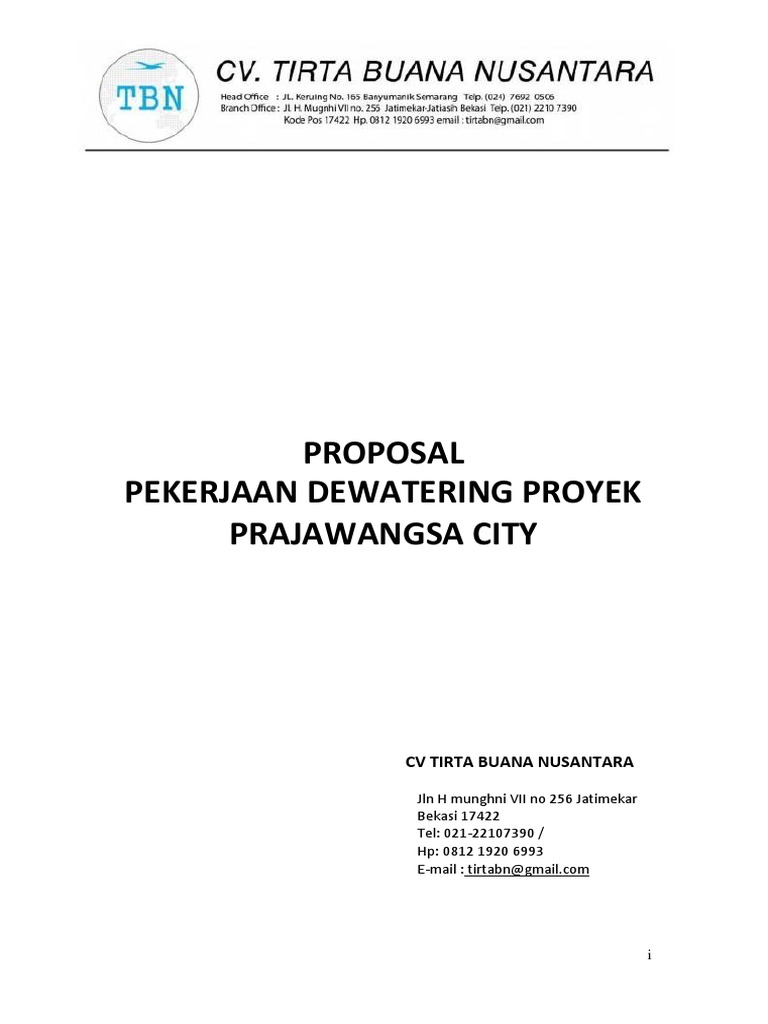 Proposal Dewatering Proyek Prajawangsa City | PDF | Sains & Matematika