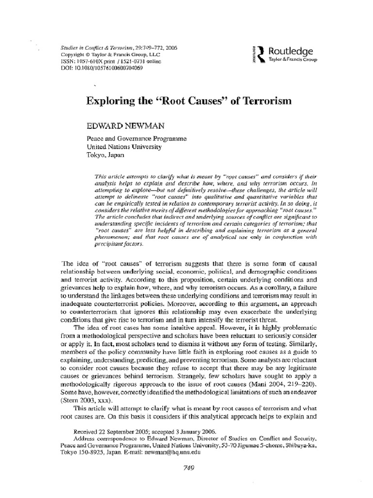 Exploring The Root Causes of Terrorism | PDF