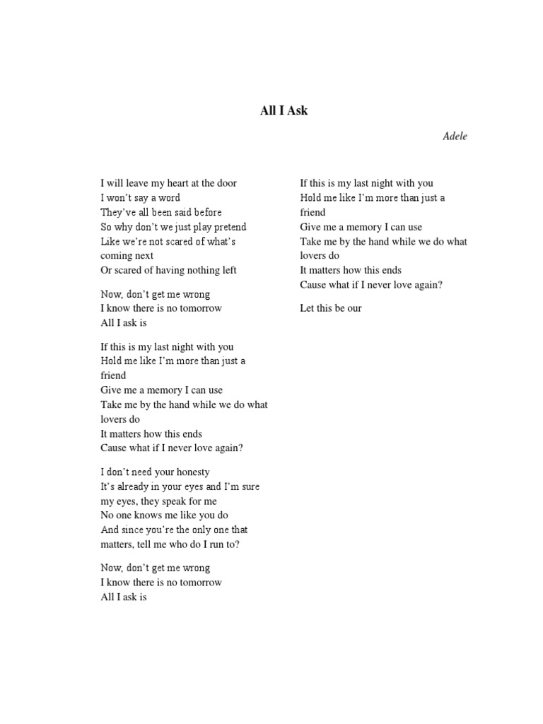 Adele - All I Ask | PDF