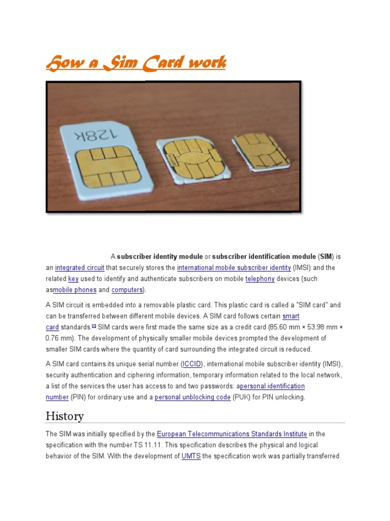 About Sim Card PDF | PDF | Subscriber Identity Module | Mobile ...