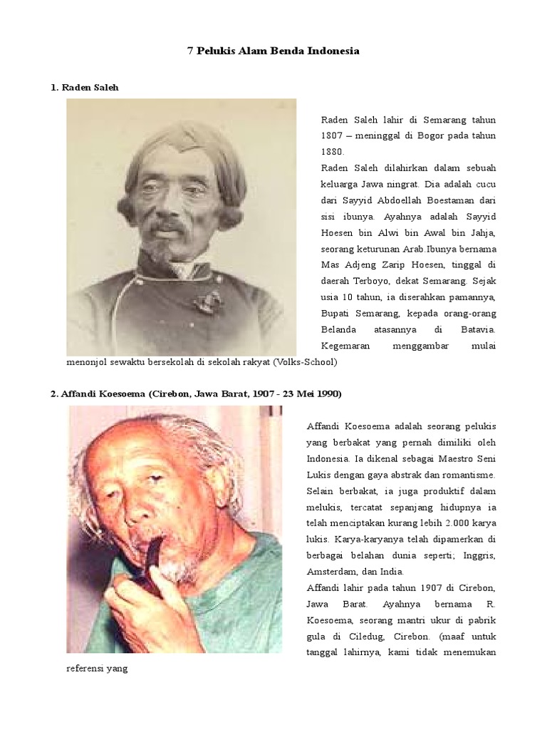 7 Pelukis Terkenal Indonesia dan Karya Mereka | PDF