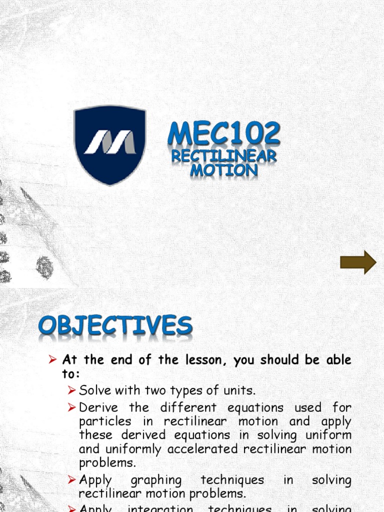Understanding Rectilinear Motion | PDF | Acceleration | Speed