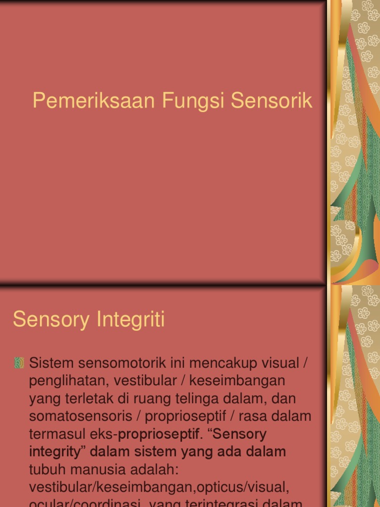 Pemeriksaan Fungsi Sensorik | PDF | Sistem Somatosensori | Sistem Saraf