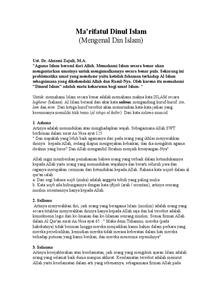 Memahami Esensi Dinul Islam | PDF | Politik | Filsafat