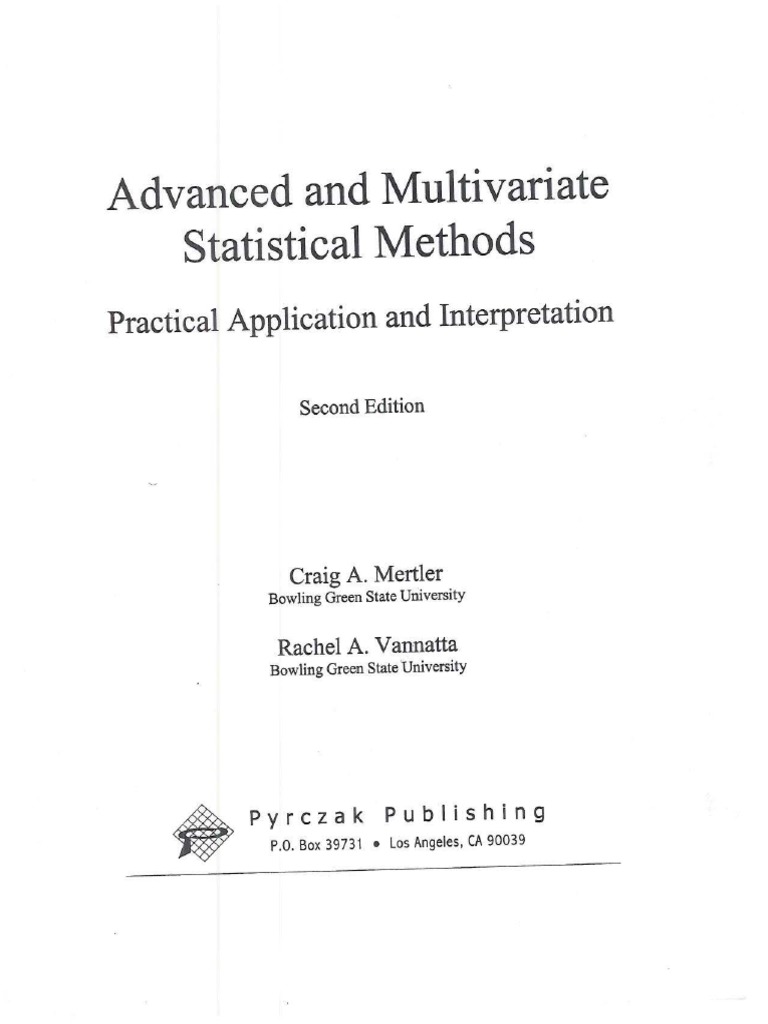 ADVANCED AND MULTIVARIATE STATISTICAL METHODS (METLERVANNATA ...