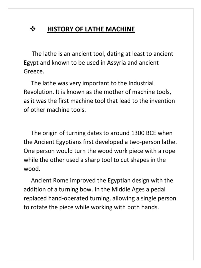 History of the Lathe Machine | PDF | Art