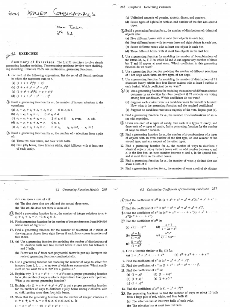 Ch6 Generating Functions Problems Download Free Pdf Random Variable Expected Value