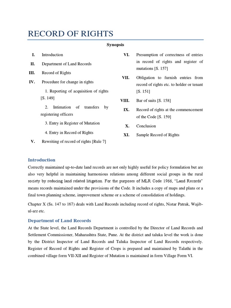 Understanding Record of Rights in Land Law | PDF | Lease | Leasehold Estate