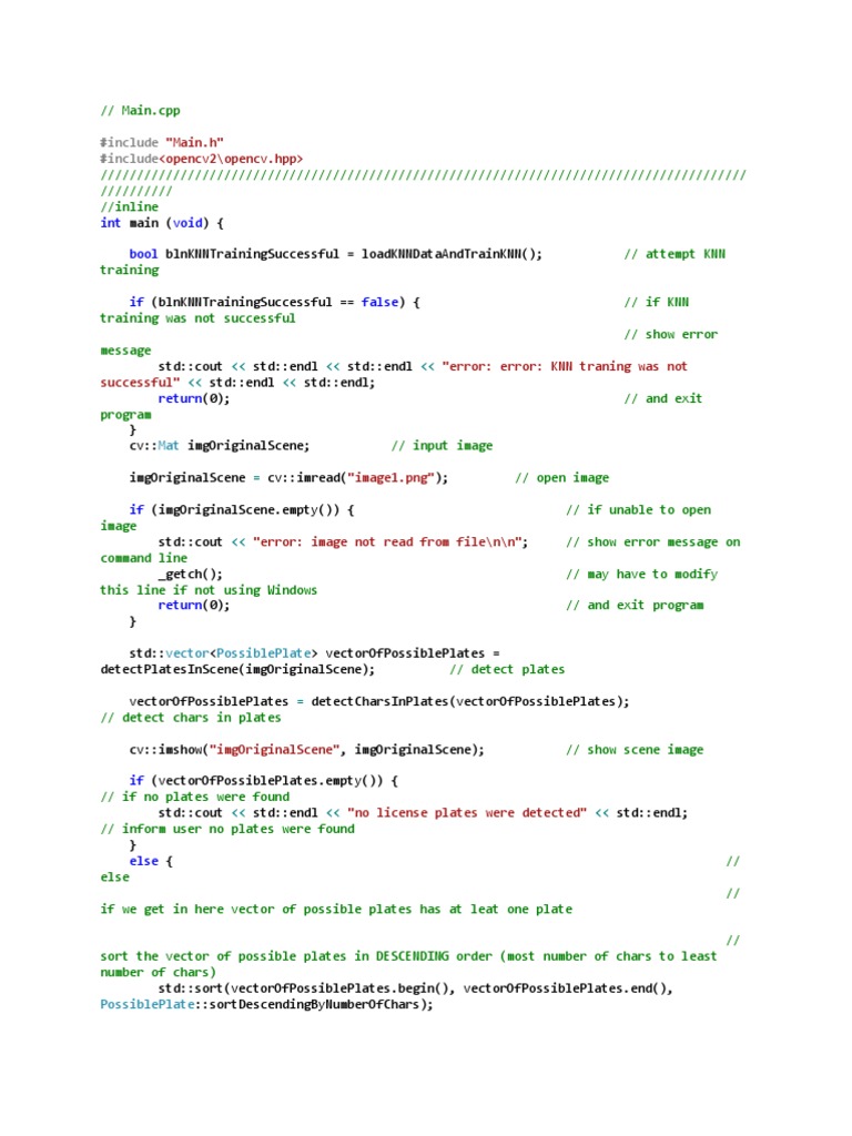 Licenseplate Detection Codes Main.cpp | Computing | Technology