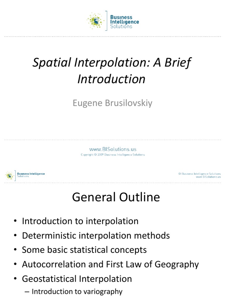 Spatial Interpolation: A Brief: Eugene Brusilovskiy | PDF | Variance | Regression Analysis
