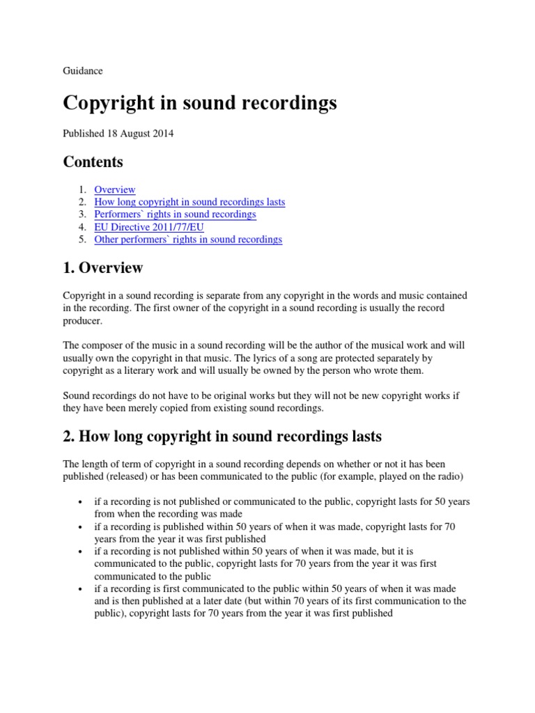 Copyright in Sound Recordings | PDF | Copyright | Royalty Payment