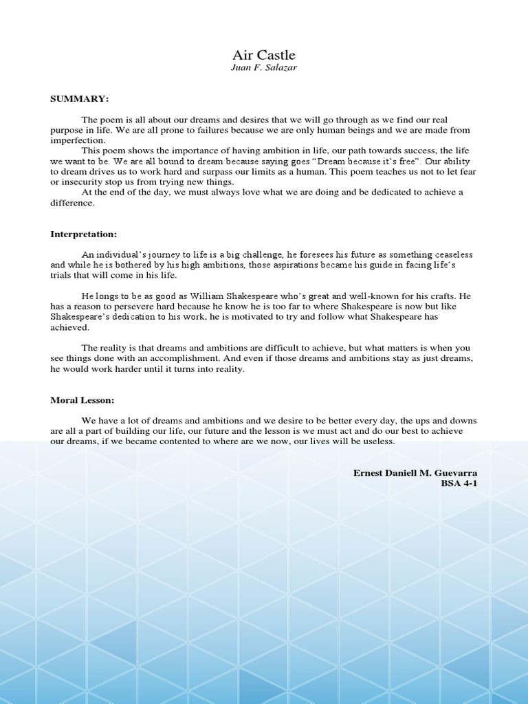 Air Castle: Summary | PDF