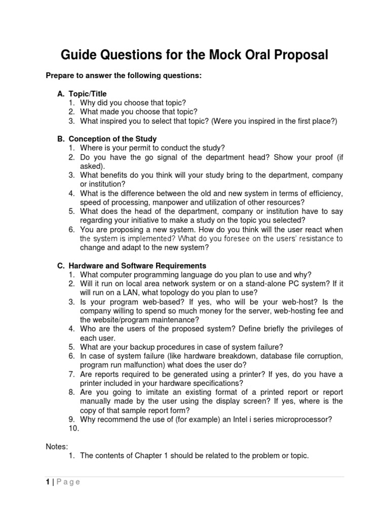 Guide Questions For The Mock Oral Proposal | PDF | Local Area Network ...