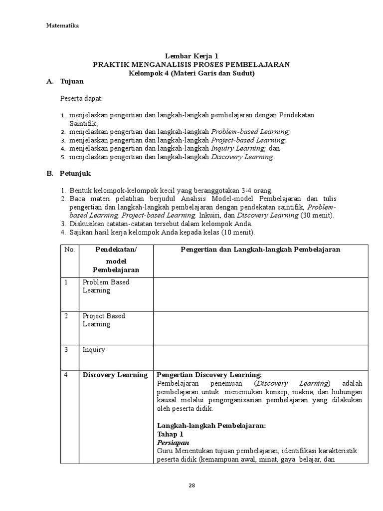 Langkah Langkah Model Pembelajaran Discovery Learning - Seputar Model