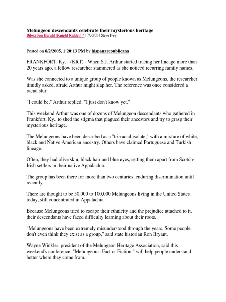 Melungeon Physical Traits