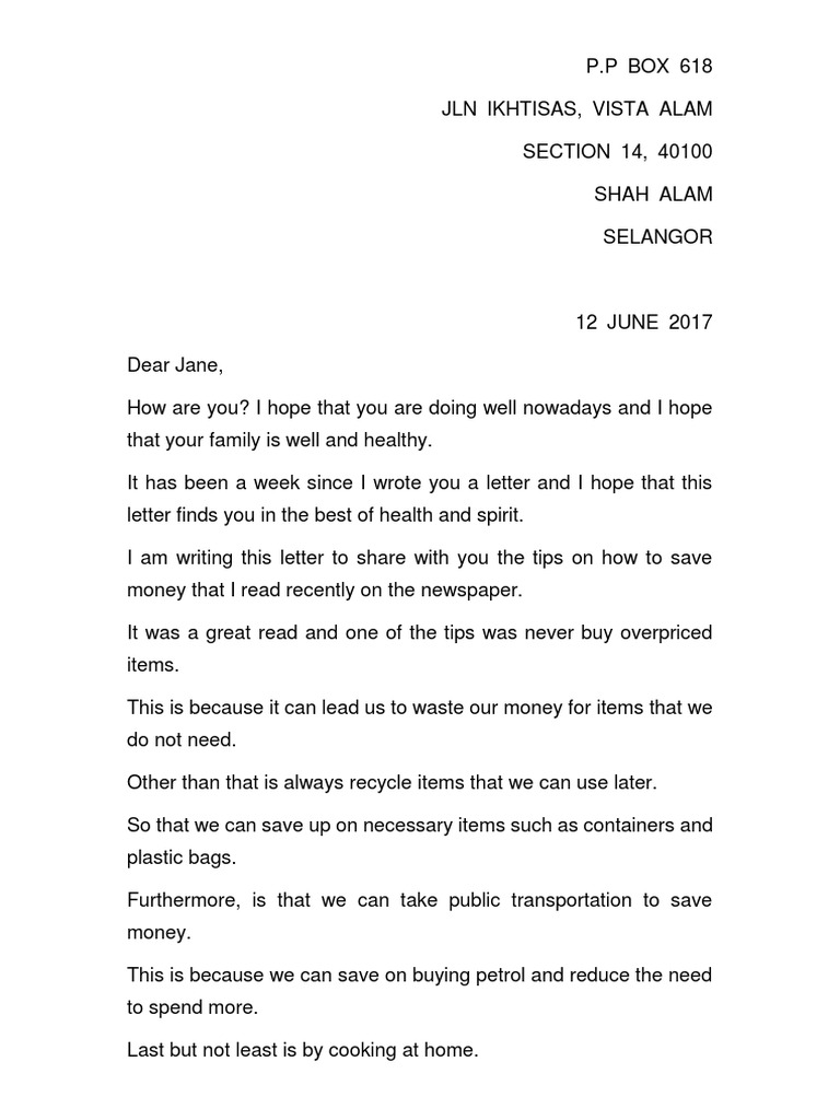 Informal Letter (Questions) | PDF