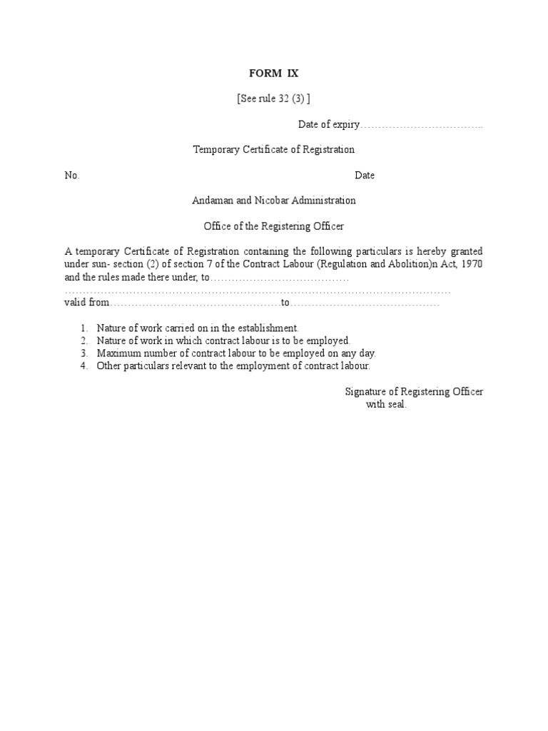 Temporary Certificate of Registration Form | PDF | Judgment (Law ...